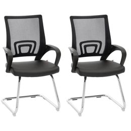 Mid.you Besucherstuhl, Schwarz, Chrom, Metall, Kunststoff, Textil, Rundrohr, C-Form, 55x92x55 cm, Arbeitszimmer, Besucherst&uuml;hle