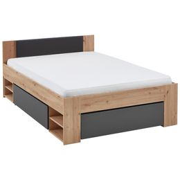 Boxxx Stauraumbett, Graphit, Eiche Artisan, Holzwerkstoff, 8 F&auml;cher, 2 Schublade(n) Schubladen, 140x200 cm, in verschiedenen Holzdekoren erh&auml;ltlich, mit Schubk&auml;sten, Gr&ouml;&szlig;en erh&auml;ltlich, Schlafzimmer, Betten, Stauraumbetten