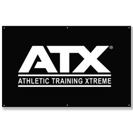 ATX Stoffbanner - wei&szlig;es ATX -Logo auf uni schwarzem Untergrund - 200 x 125 cm
