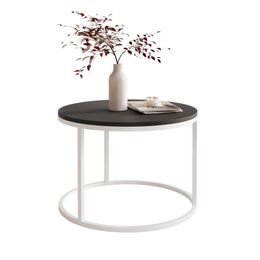 COUCHTISCH 60 cm rund Schwarz, Wei&szlig; Gestell