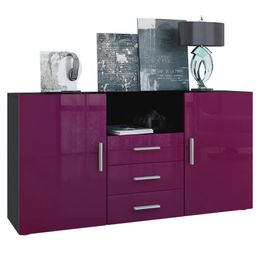 Vladon SIDEBOARD Skadu Front in Brombeer Hochglanz