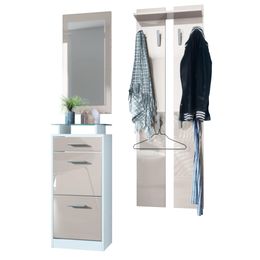 Vladon GARDEROBE Loret Front in Sandgrau Hochglanz