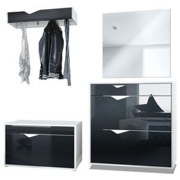 Vladon GARDEROBE Kolmio Fronten in Schwarz Hochglanz