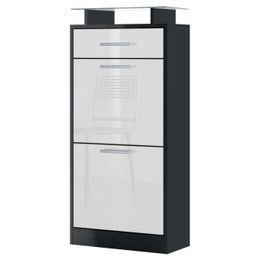 Vladon SCHUHSCHRANK Loret Front in Wei&szlig; Hochglanz