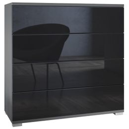 Vladon KOMMODE Pavos Schwarz Hochglanz