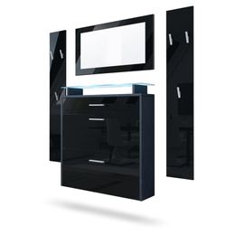 Vladon GARDEROBE Malea Fronten in Schwarz Hochglanz