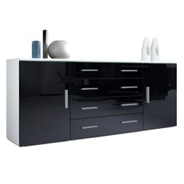 Vladon SIDEBOARD Verona Schwarz Hochglanz