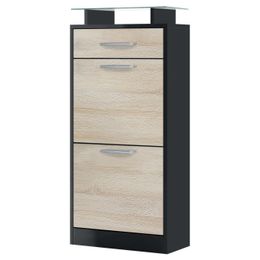 Vladon SCHUHSCHRANK Loret Front in Eiche s&auml;gerau