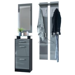 Vladon GARDEROBE Loret Front in Grau Hochglanz