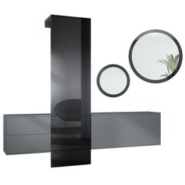 Vladon GARDEROBE Carlton Dual Schwarz Hochglanz