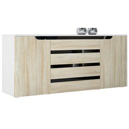 Vladon SIDEBOARD Sintra Eiche s&auml;gerau / Schwarz Hochglanz