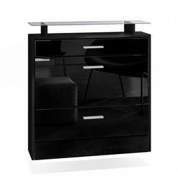 Vladon SCHUHSCHRANK Malea Front in Schwarz Hochglanz