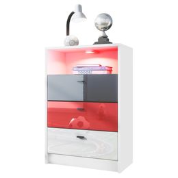Vladon KOMMODE Pino Fronten Schwarz, Wei&szlig; & Rot