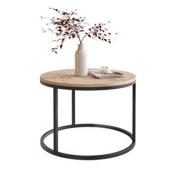 COUCHTISCH 60 cm rund Eiche Artisan, Schwarz Gestell