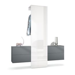 Vladon GARDEROBE Carlton Paneel in Wei&szlig; Hochglanz