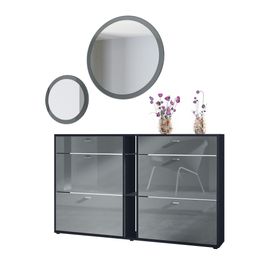 Vladon GARDEROBE Florence Grau Hochglanz