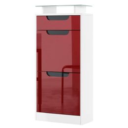Vladon SCHUHSCHRANK Fiesta Bordeaux Hochglanz / Schwarz Hochglanz