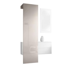 Vladon GARDEROBE Carlton Paneel in Sandgrau Hochglanz