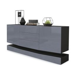 Vladon SIDEBOARD City Fronten in Grau Hochglanz