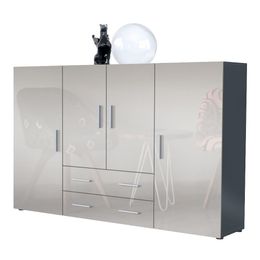 Vladon HIGHBOARD Nora T&uuml;ren in Sandgrau Hochglanz