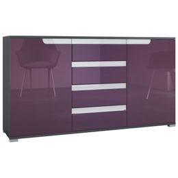 Vladon SIDEBOARD Sylt Brombeer Hochglanz / Wei&szlig; Hochglanz