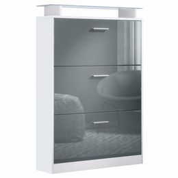 Vladon SCHUHSCHRANK Lavia Front in Grau Hochglanz