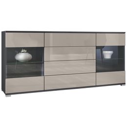 Vladon SIDEBOARD Bari Sandgrau Hochglanz