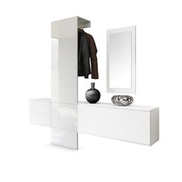Vladon GARDEROBE Carlton Paneel in Wei&szlig; Hochglanz