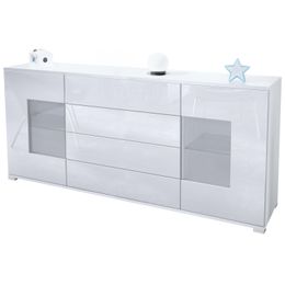 Vladon SIDEBOARD Gr&ouml;mitz Wei&szlig; Hochglanz