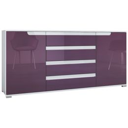 Vladon SIDEBOARD Sylt Brombeer Hochglanz / Wei&szlig; Hochglanz