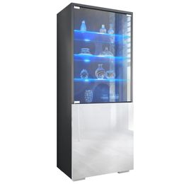 Vladon VITRINE Granada Wei&szlig; Hochglanz