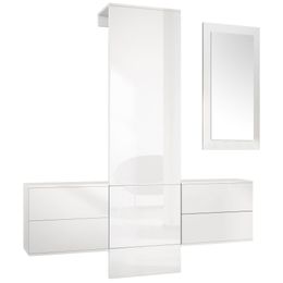 Vladon GARDEROBE Carlton Paneel in Wei&szlig; Hochglanz