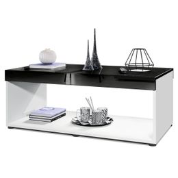 Vladon COUCHTISCH Pure Tischplatte und Blenden in Schwarz Hochglanz