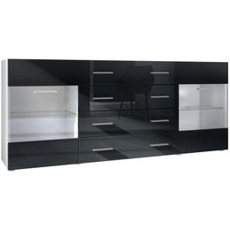 Vladon SIDEBOARD Carlos Schwarz Hochglanz