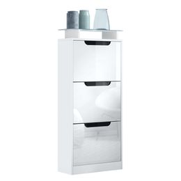 Vladon SCHUHSCHRANK Space Wei&szlig; Hochglanz