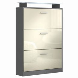 Vladon SCHUHSCHRANK Lavia Front in Creme Hochglanz