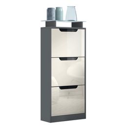 Vladon SCHUHSCHRANK Space Creme Hochglanz