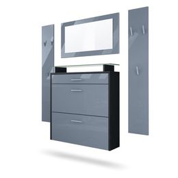 Vladon GARDEROBE Malea Front in Grau Hochglanz