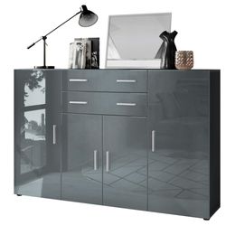 Vladon HIGHBOARD Aron Fronten in Grau Hochglanz