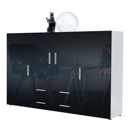 Vladon HIGHBOARD Nora Front in Schwarz Hochglanz