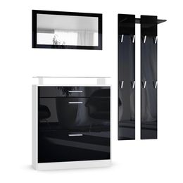 Vladon GARDEROBE Loret Front in Schwarz Hochglanz