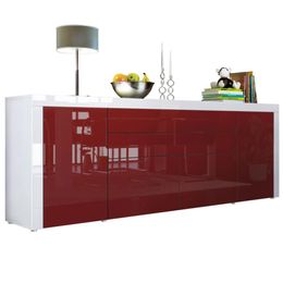 Vladon SIDEBOARD La Paz Bordeaux Hochglanz / Wei&szlig; Hochglanz