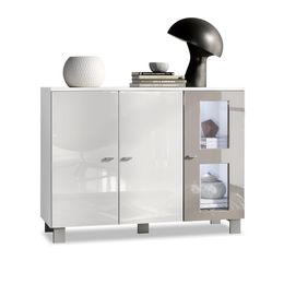 Vladon SIDEBOARD Denjo T&uuml;r in Sandgrau Hochglanz