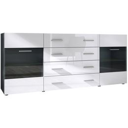 Vladon SIDEBOARD Carlos Wei&szlig; Hochglanz