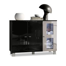 Vladon SIDEBOARD Denjo T&uuml;r in Sandgrau Hochglanz