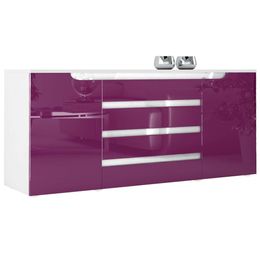 Vladon SIDEBOARD Sintra Brombeer Hochglanz / Wei&szlig; Hochglanz