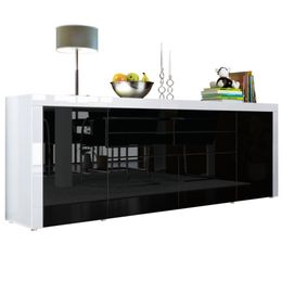 Vladon SIDEBOARD La Paz Schwarz Hochglanz / Wei&szlig; Hochglanz