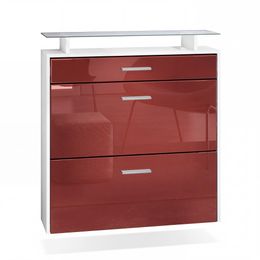 Vladon SCHUHSCHRANK Malea Front in Bordeaux Hochglanz