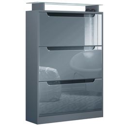 Vladon SCHUHSCHRANK Space Grau Hochglanz