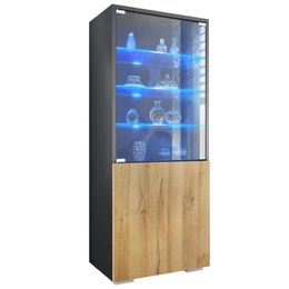 Vladon VITRINE Granada Eiche Natur